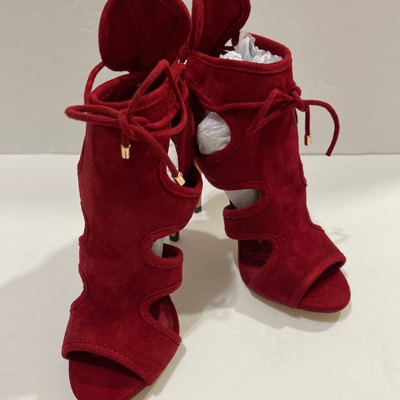 Topshop | Shoes | Topshop Reveal Red Suede High Heels Sz 45 Fits Like 5 ...